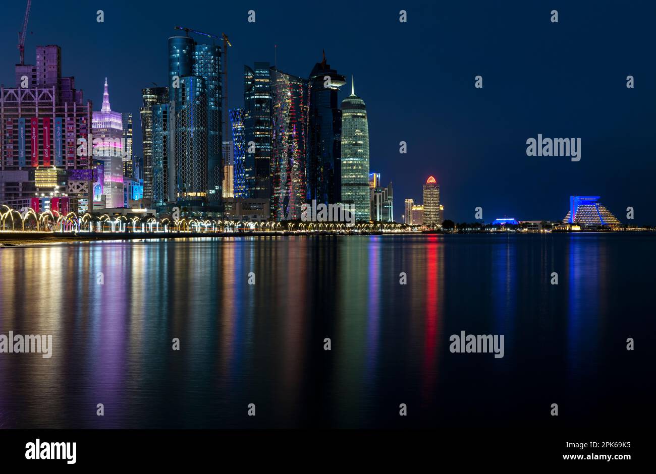 Doha SKyline at Night, Doha, Qatar Stock Photo - Alamy