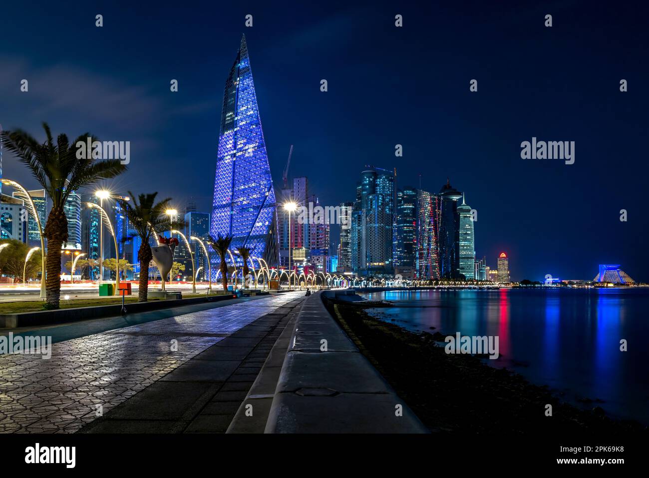 Doha SKyline at Night, Doha, Qatar Stock Photo - Alamy