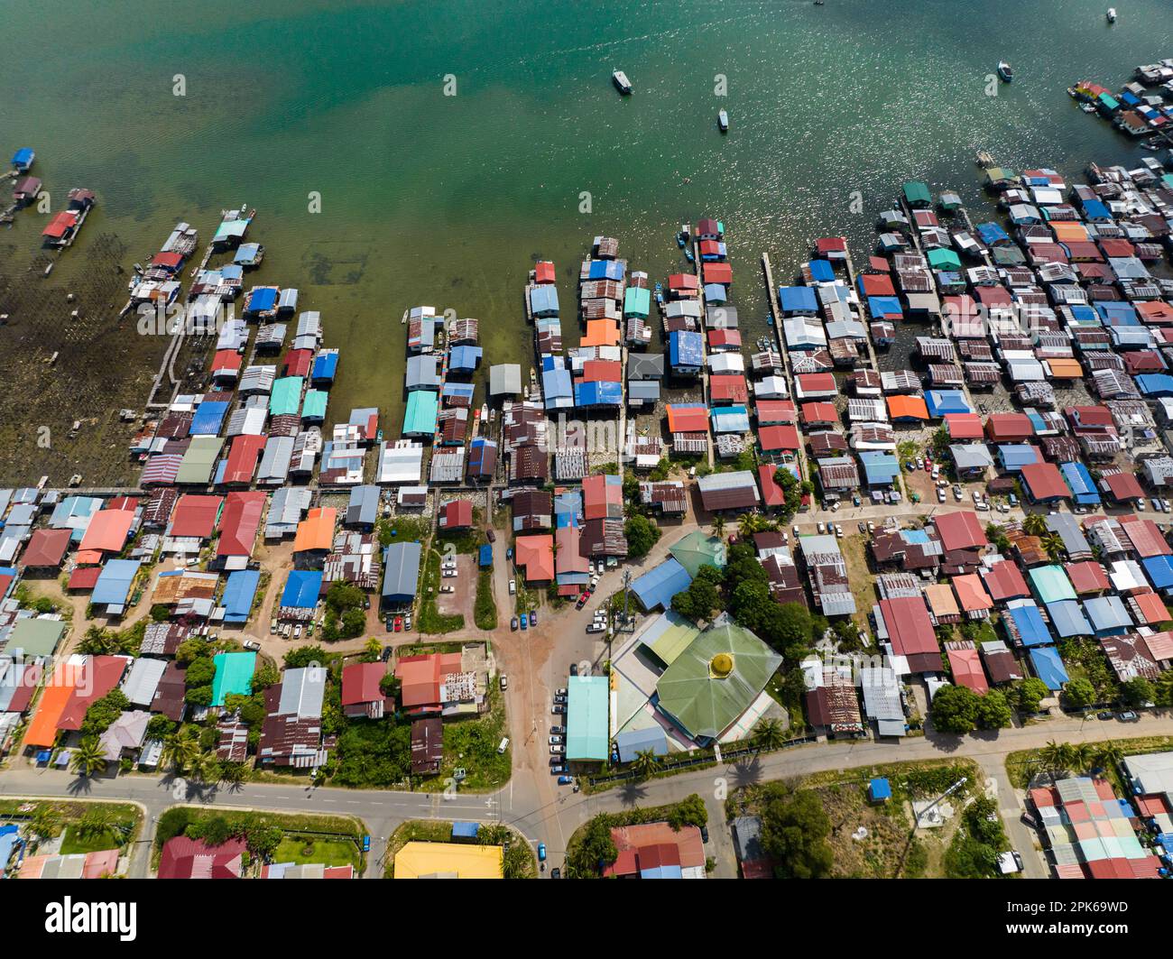 Traditional fisherman water village houses at Kudat, Sabah, Borneo ...