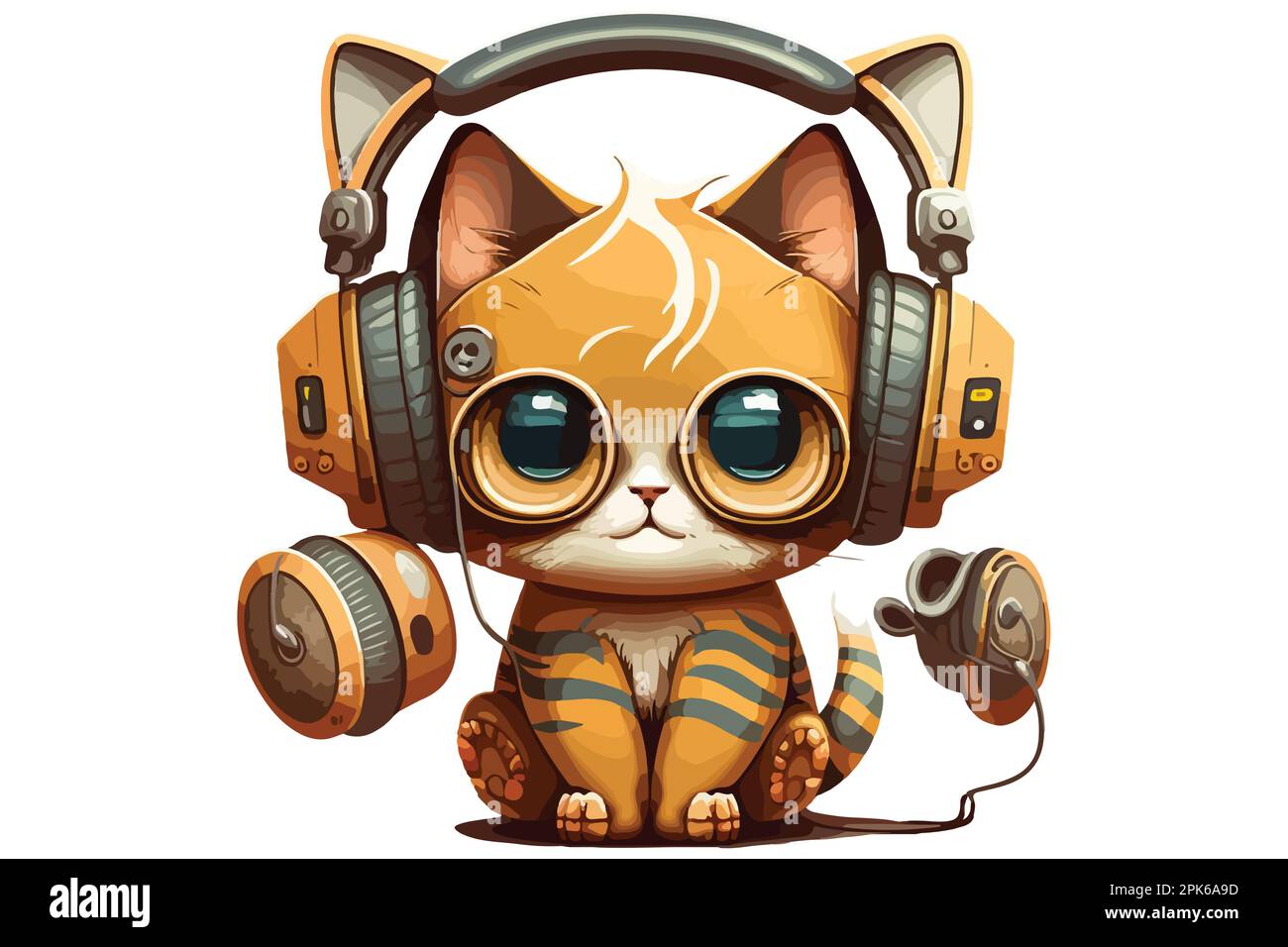 Cartoon cat wearing headphones hi-res stock photography and images - Alamy