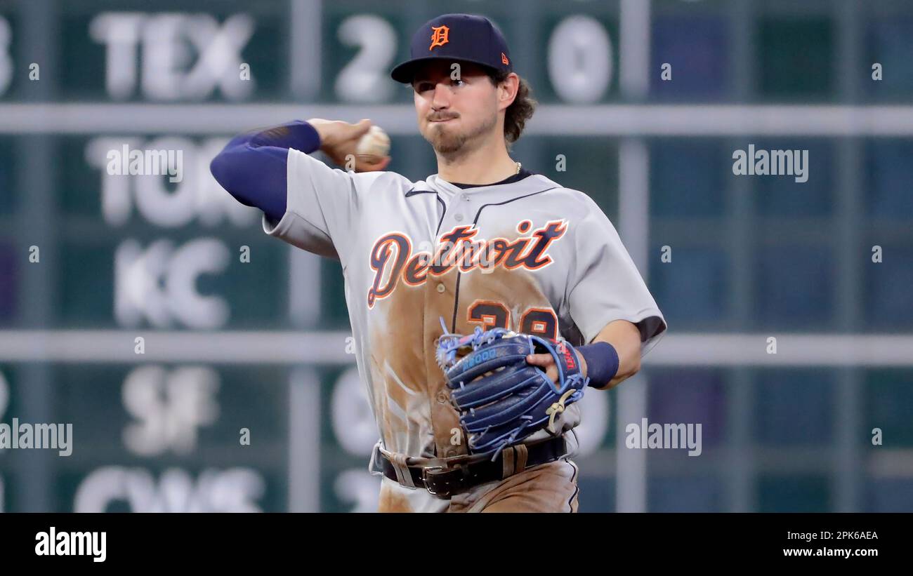 Detroit Tigers second baseman Zach McKinstry during a baseball game ...