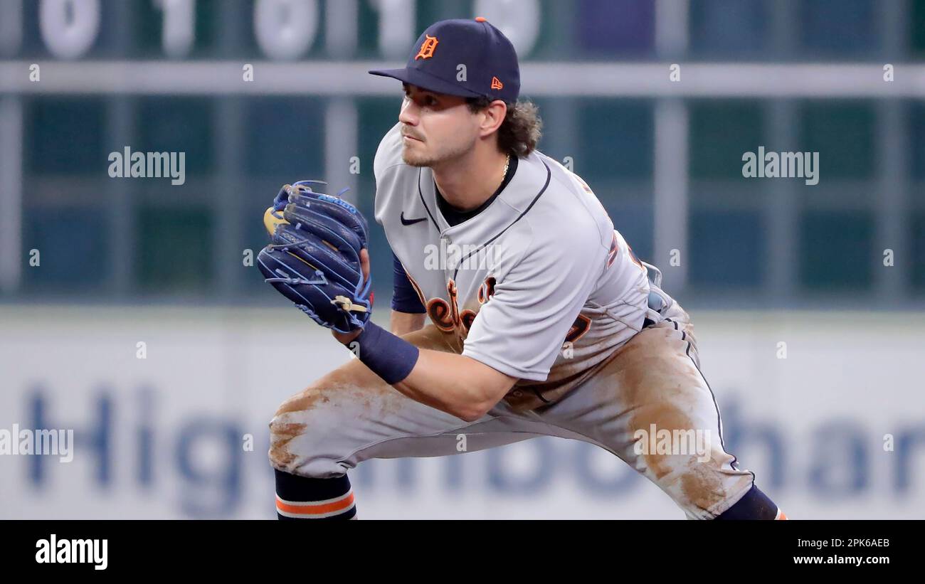 Detroit Tigers second baseman Zach McKinstry during a baseball game ...