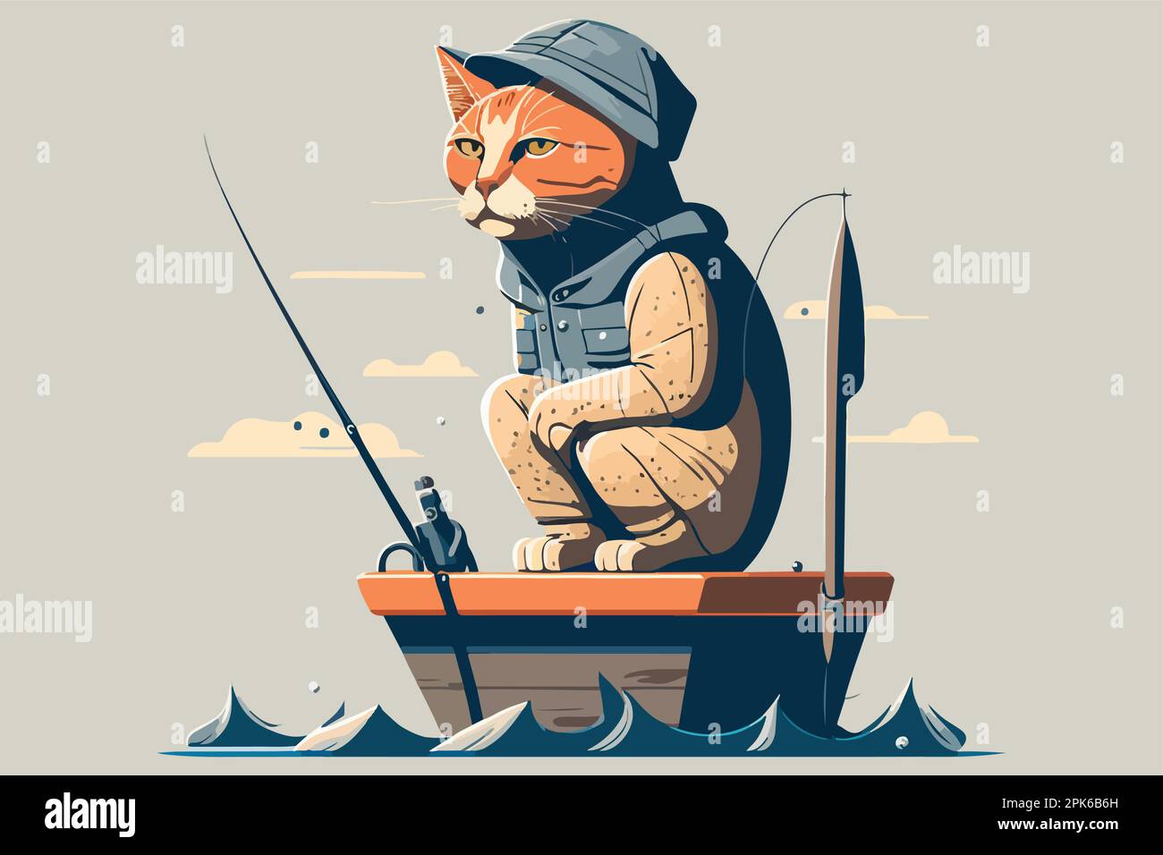 Fisherman cat Stock Vector Images - Alamy