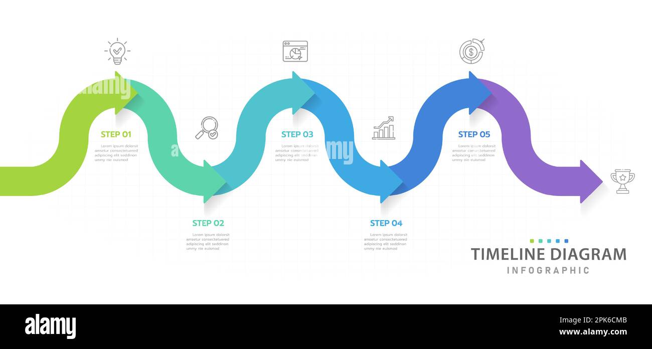 Infographic template for business. 5 Steps Modern Timeline diagram with ...