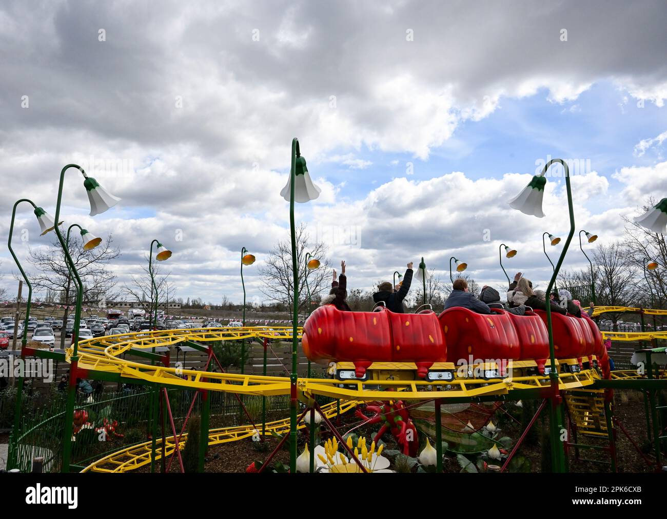 Wustermark, Germany. 04th Apr, 2023. A strawberry caterpillar ride has ...
