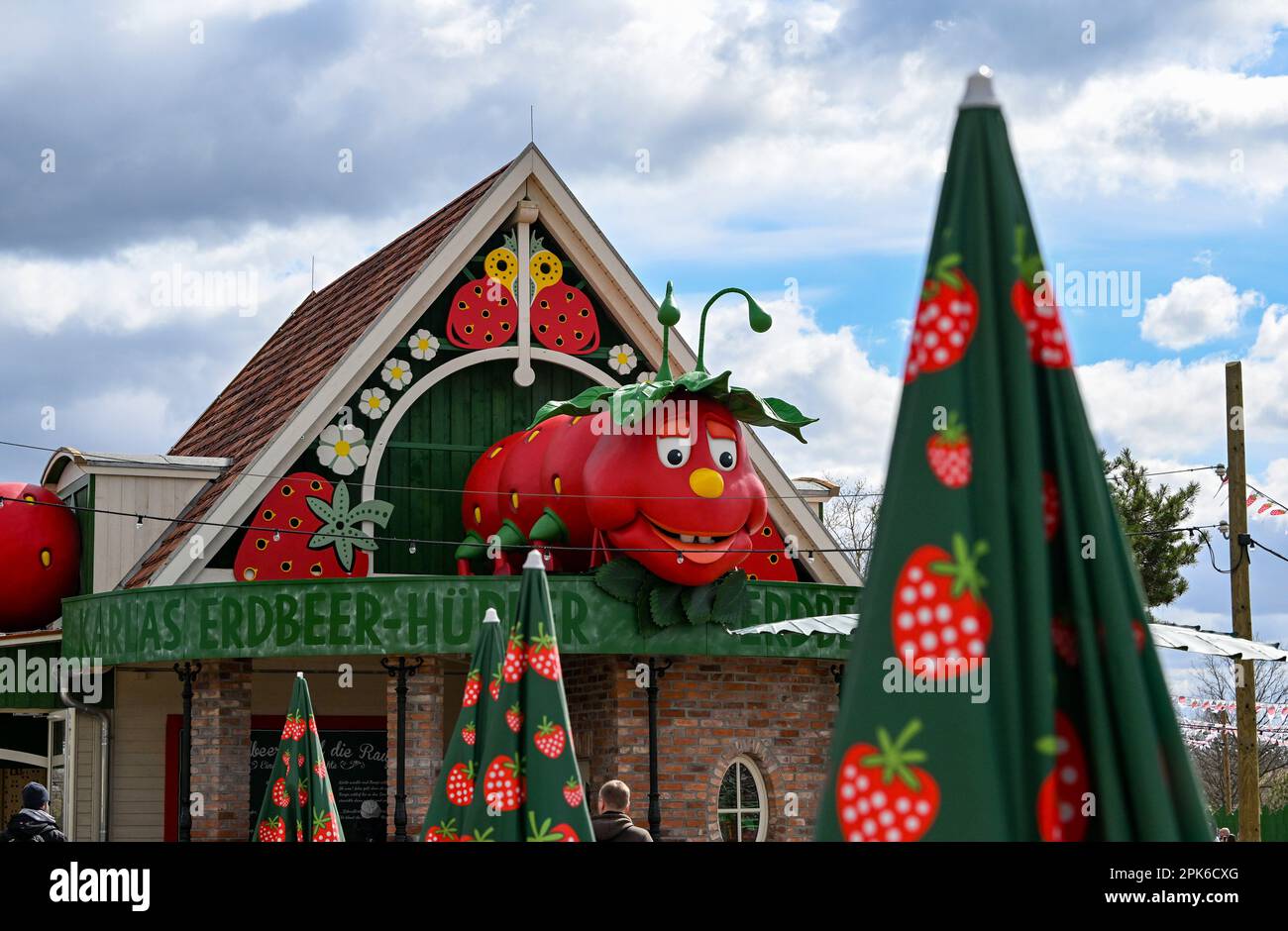 Wustermark, Germany. 04th Apr, 2023. A strawberry caterpillar ride has ...