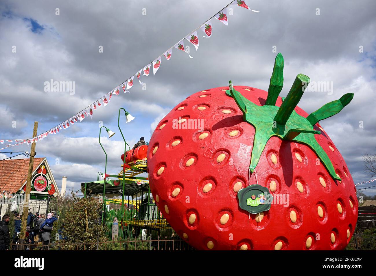 Wustermark, Germany. 04th Apr, 2023. A strawberry caterpillar ride has ...