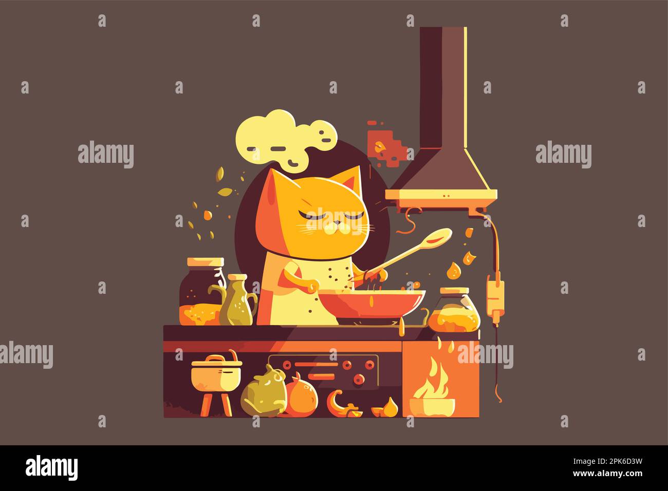 Cartoon dad cooking dinner Stock Vector Images - Alamy