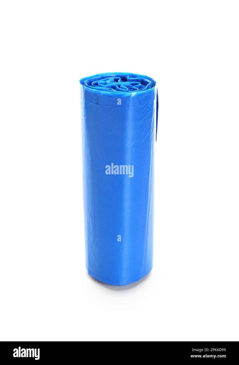 Blue roll of garbage bags isolated on white background Stock Photo - Alamy