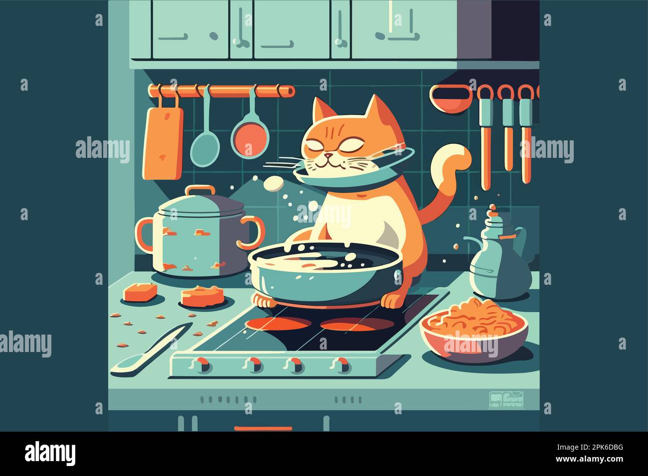 Cat cooking dinner hi-res stock photography and images - Alamy