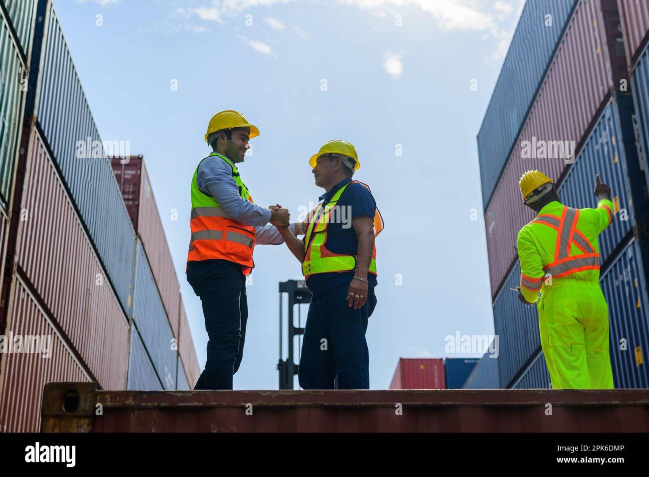 Warehouse engineer worker working at industrial container yard Stock ...