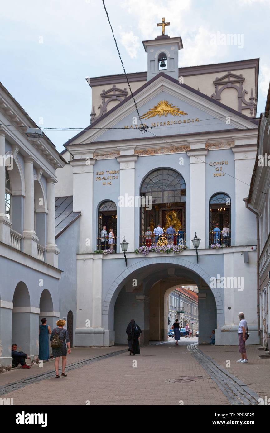 Vilnius, Lithuania - June 11 2019: The Gate of Dawn, or Sharp Gate is a ...