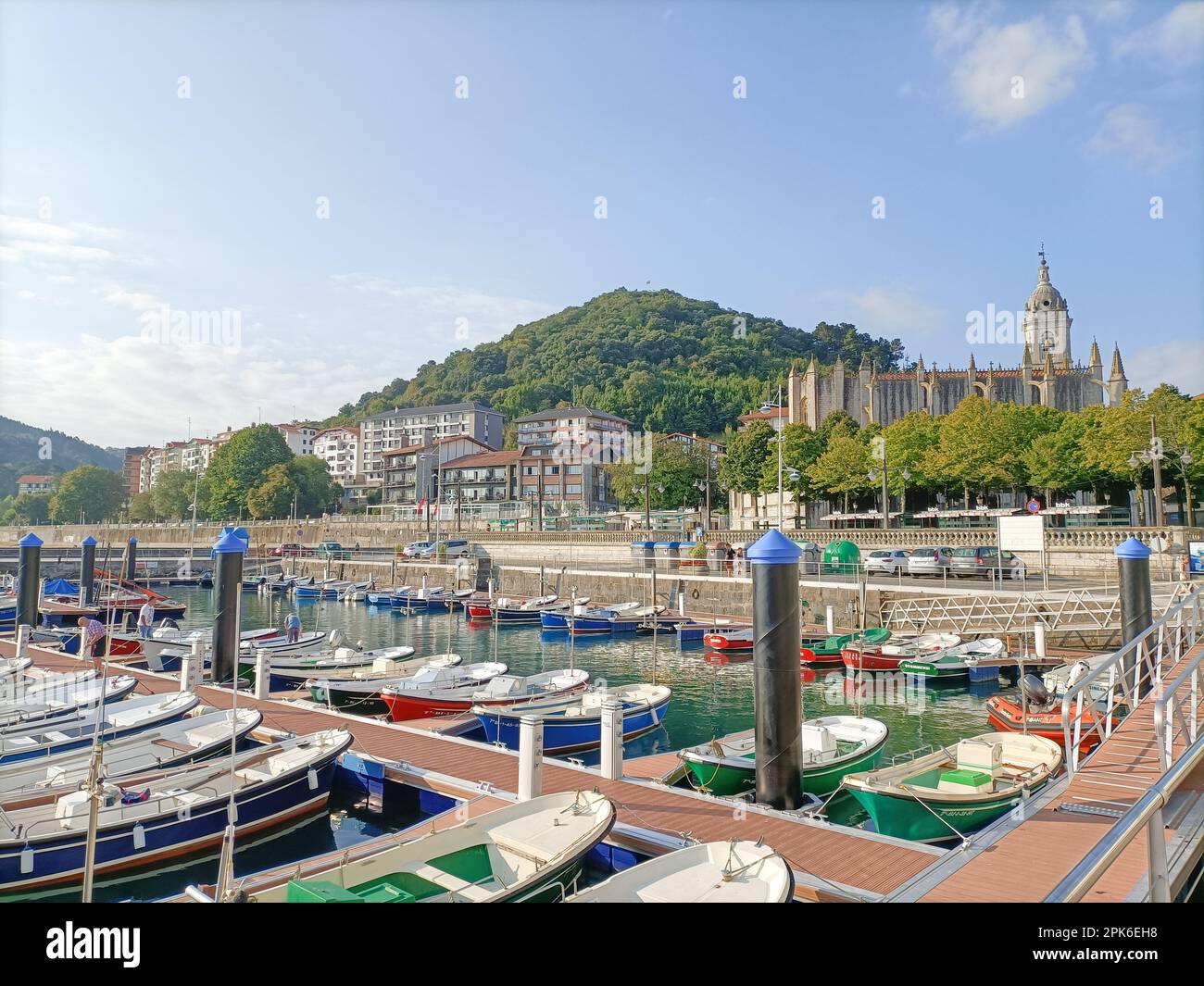 Lekeitio town view from pier. Basque autonomous community, Spain Stock ...