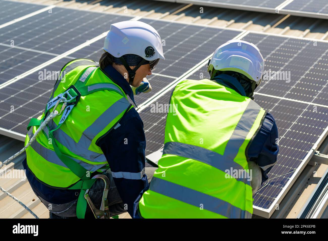 Professional engineer technician with safety helmet checking system ...