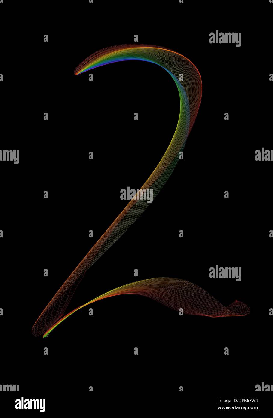 number two illustration isolated on black background Stock Photo - Alamy