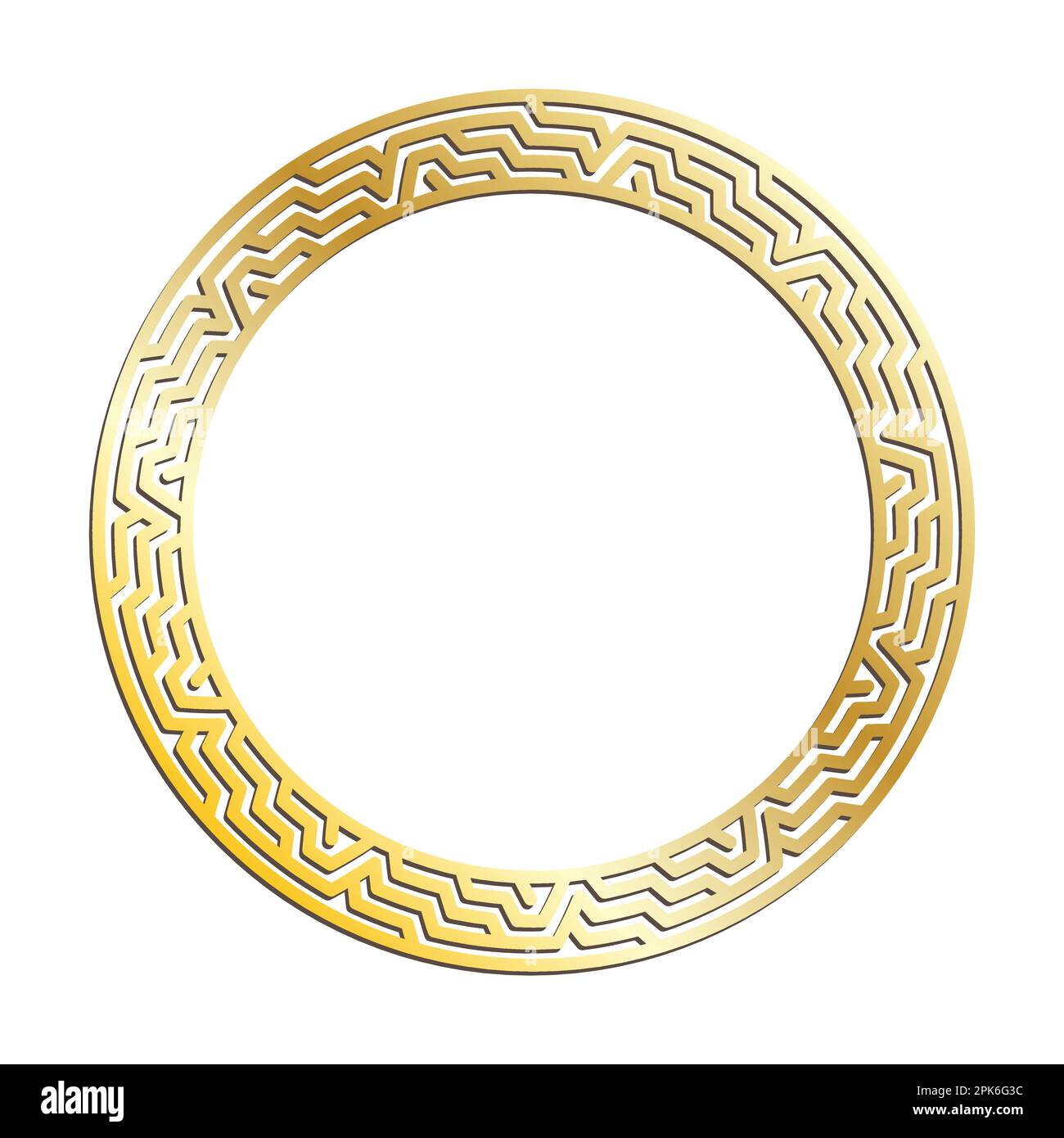 Golden LABYRINTH round frames for decorative headers. Gold metal ...