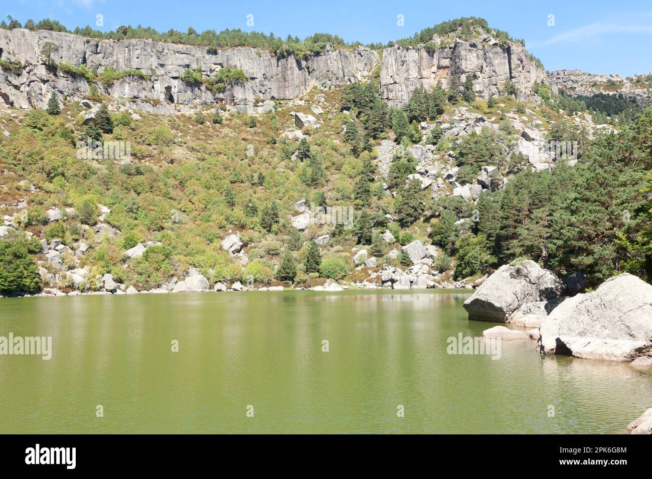 Black lagoon in Castile and Leon region, Spain. Lagoon landscape ...
