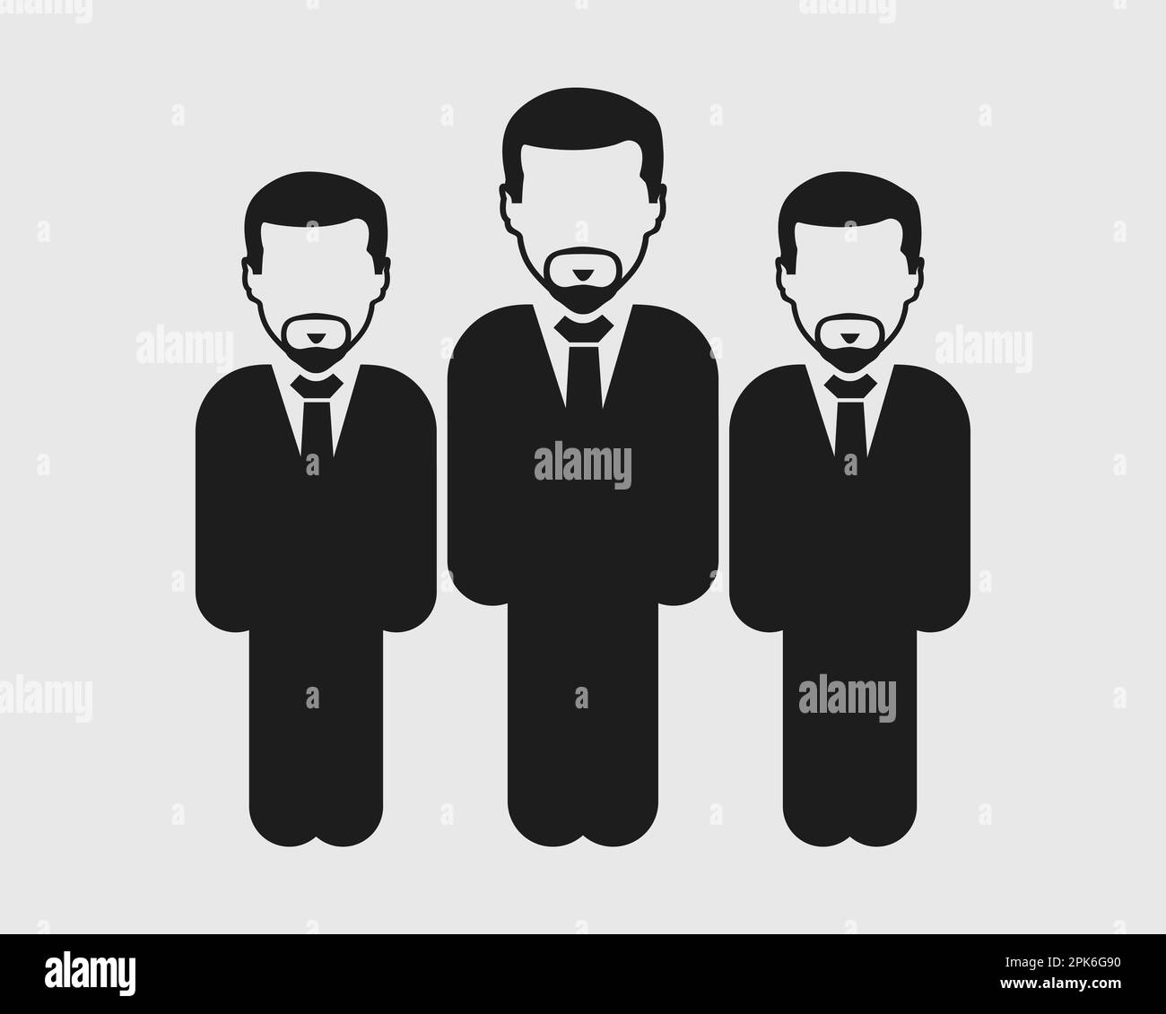 Business Team Icon. Standing Male symbols on gray background. Flat ...