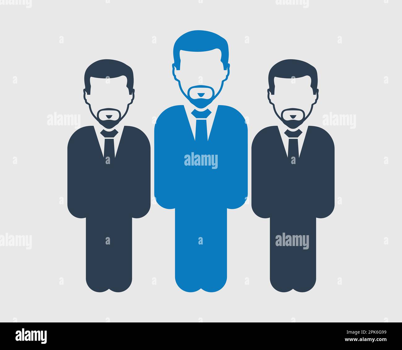 Business Team Icon. Standing Male symbols on gray background. Flat ...