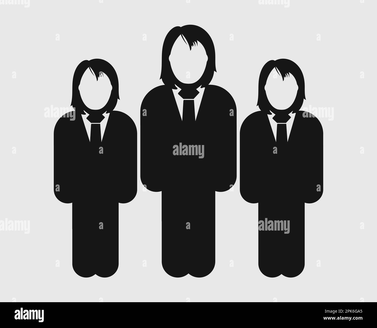 Corporate team Icon. Standing female symbols on gray background. Flat ...