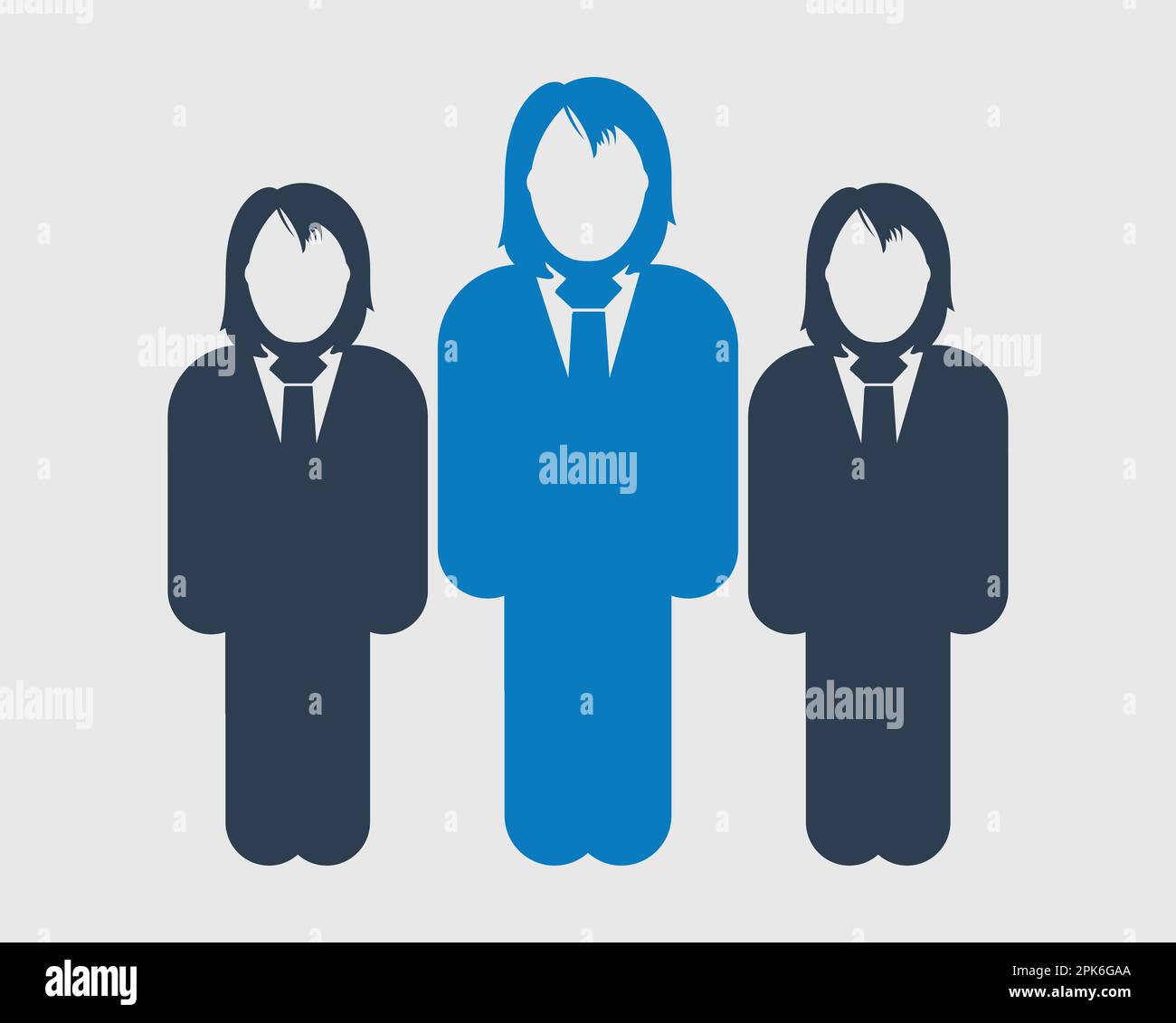 Corporate team Icon. Standing female symbols on gray background. Flat ...