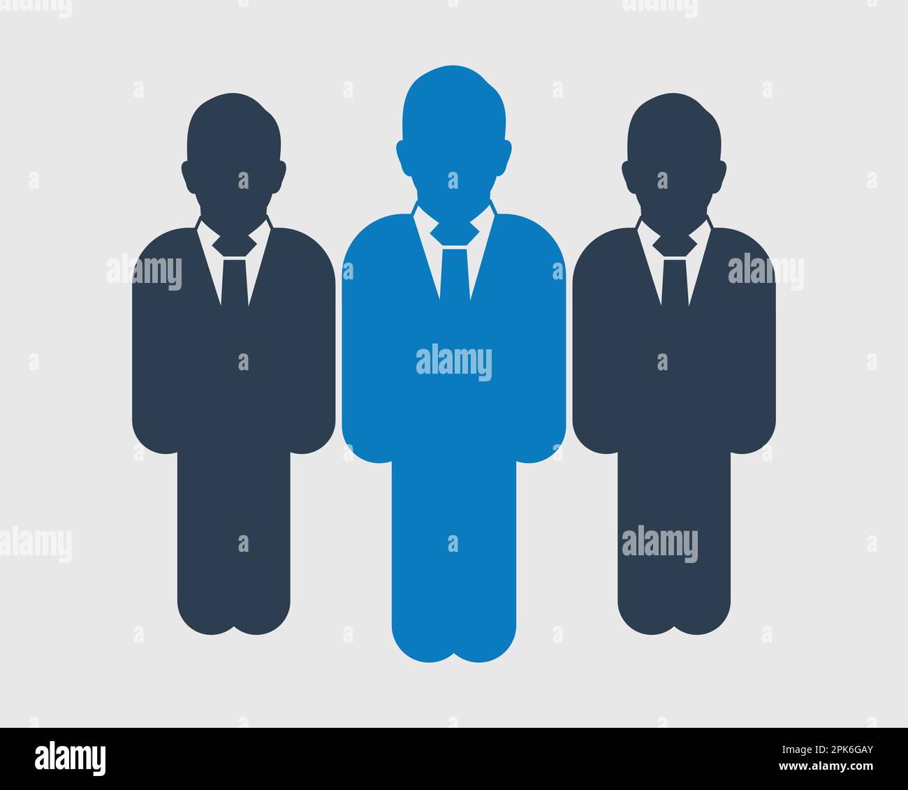 Business Team Icon. Standing Male symbols on gray background. Flat ...