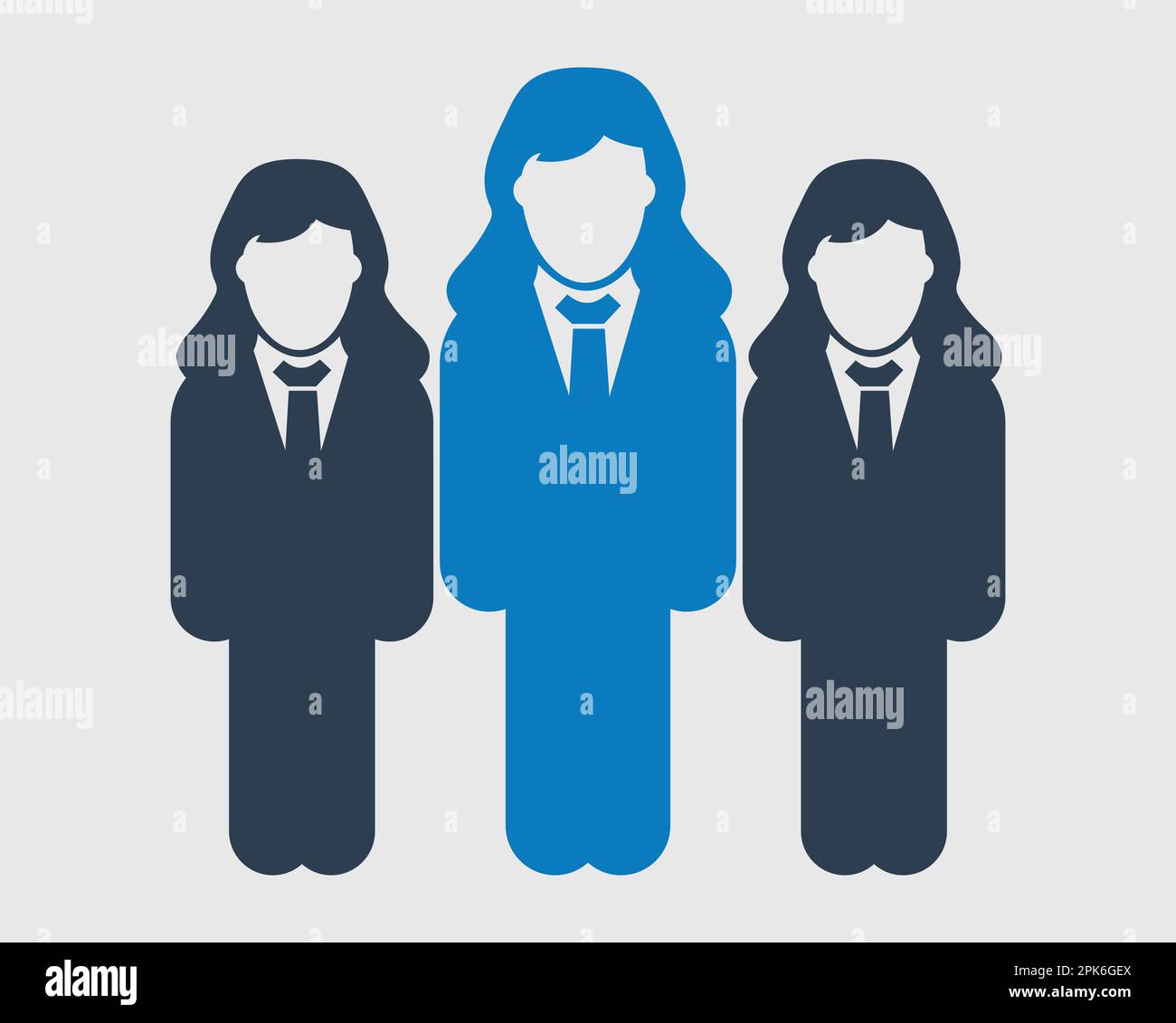Corporate team Icon. Standing female symbols on gray background. Flat ...