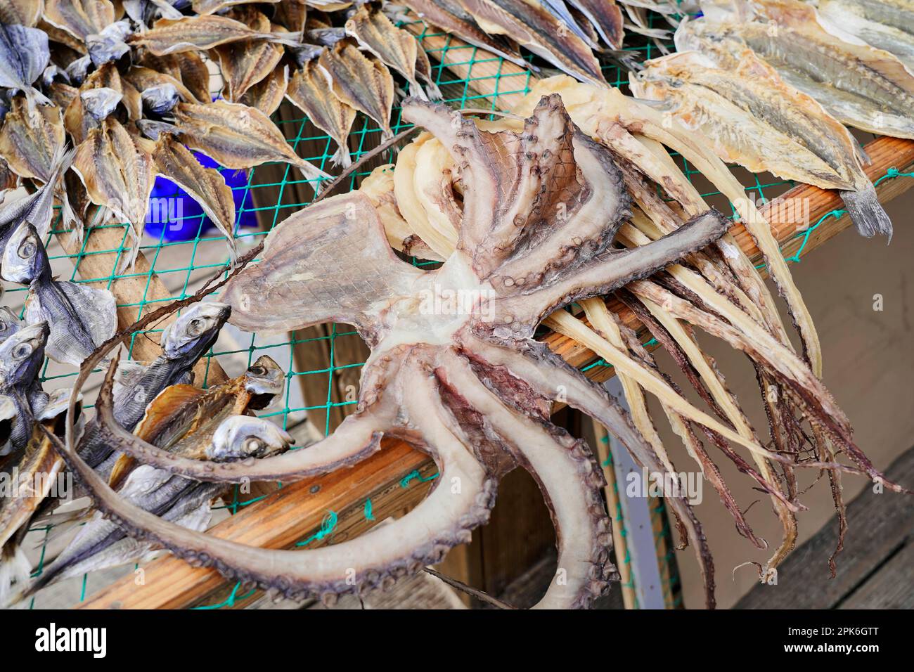 Fish drying, Praia da Nazare beach, Nazare, Oeste, Leiria district ...