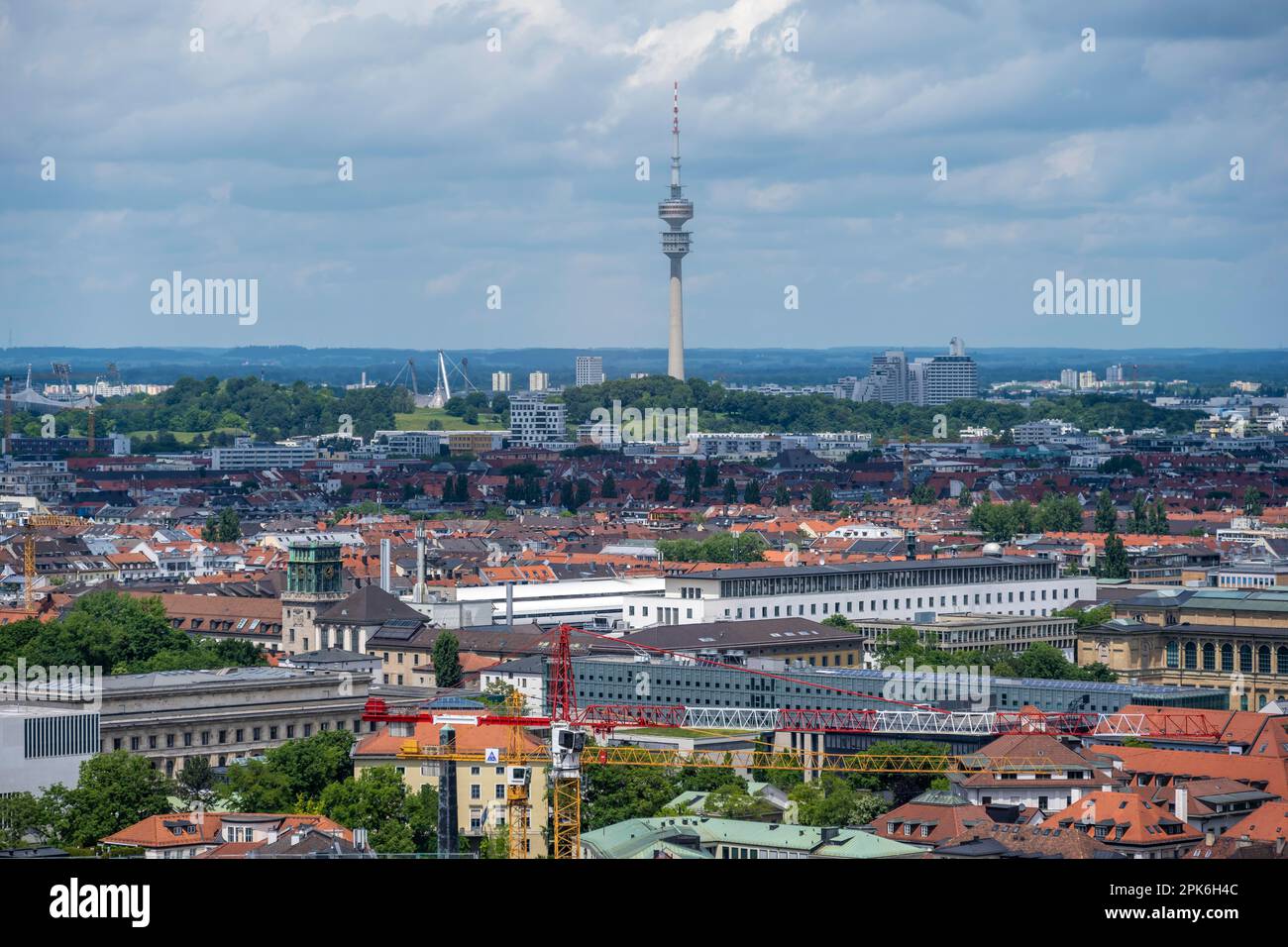 View over Munich, university building of the Technical University of ...