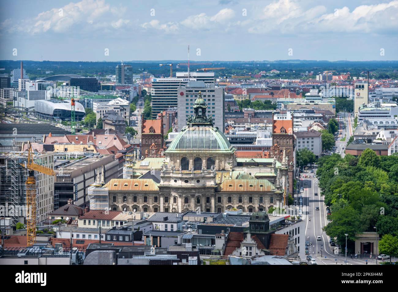 View over Munich, Palace of Justice at the Stachus, Munich, Bavaria ...