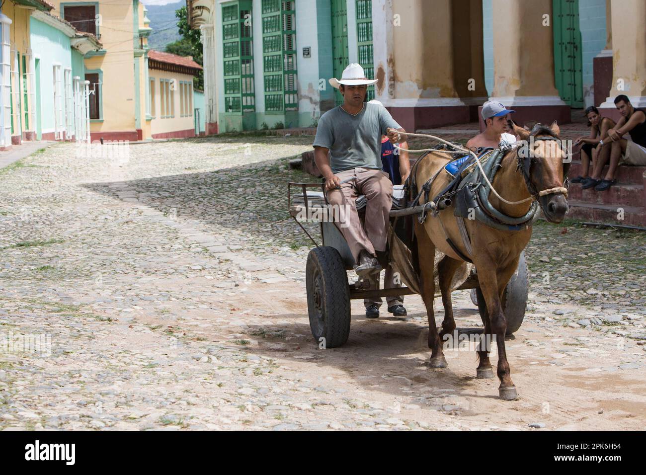 Old colorful horse and donkey carts in the streets of Havana, Cuba ...