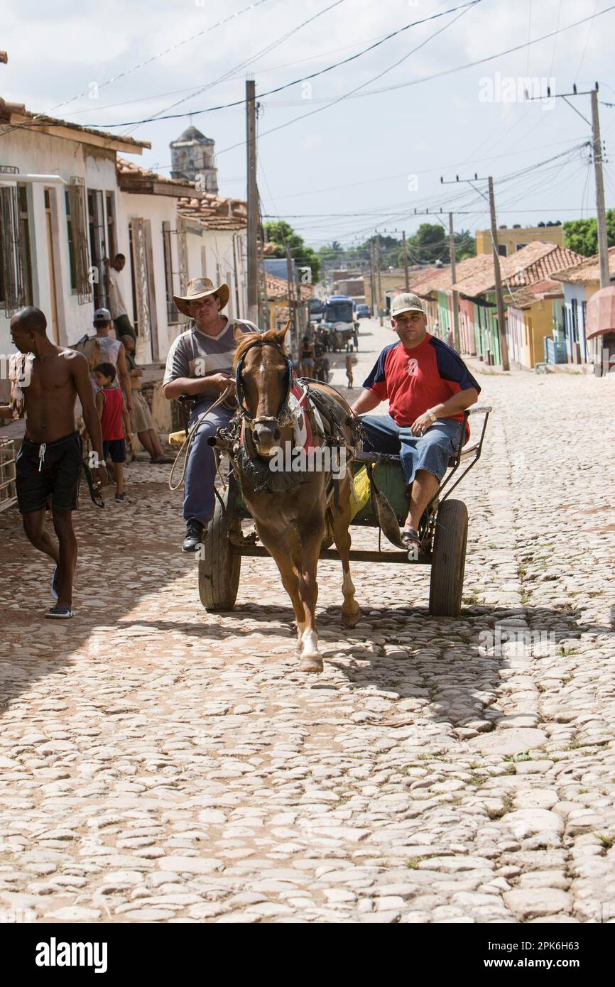 Old colorful horse and donkey carts in the streets of Havana, Cuba ...