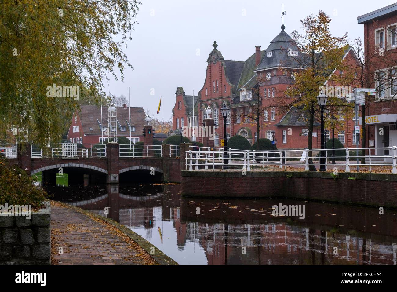 Town Hall on the Main Canal, Papenburg, Emsland, Lower Saxony, Germany ...