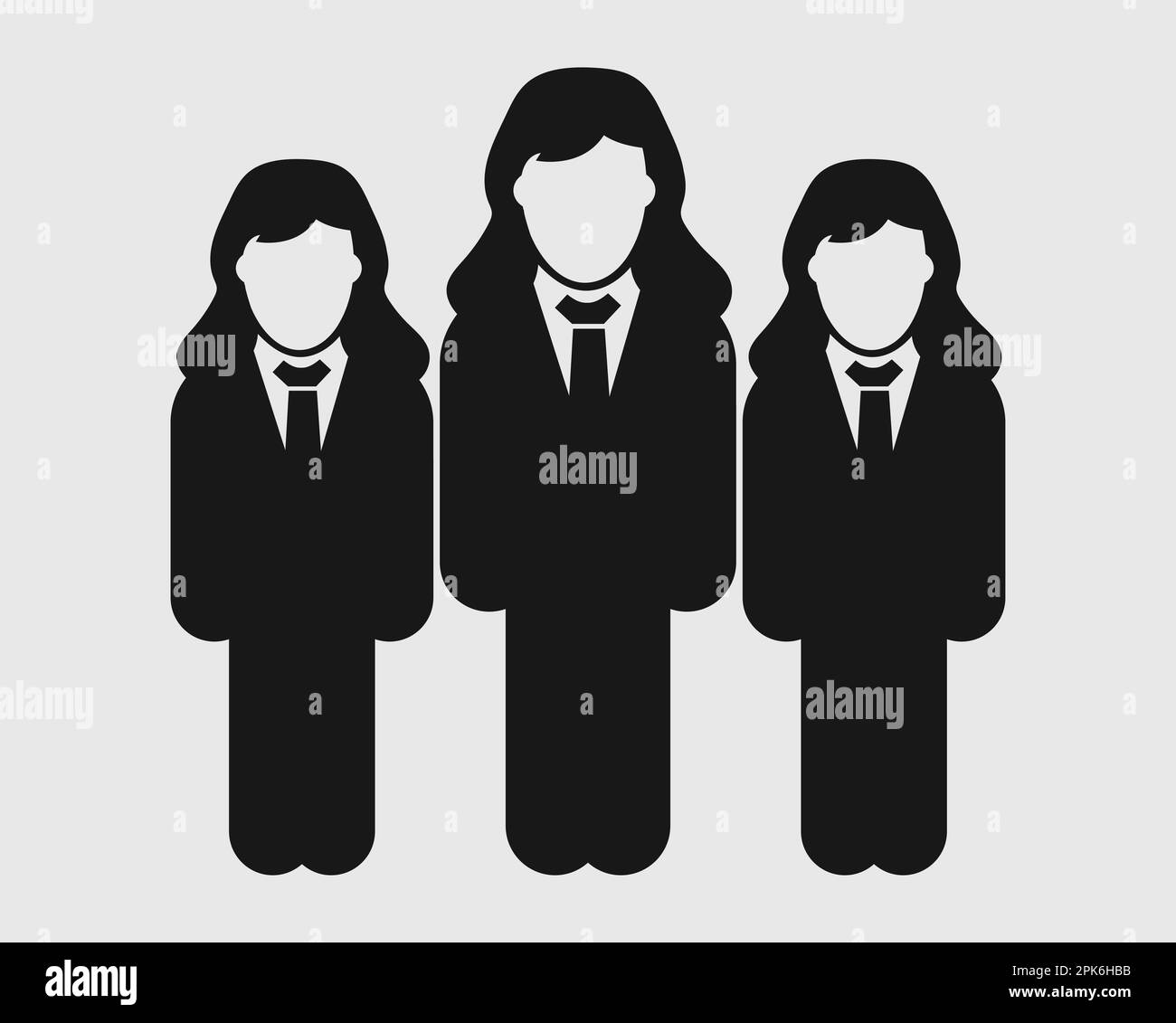 Corporate team Icon. Standing female symbols on gray background. Flat ...