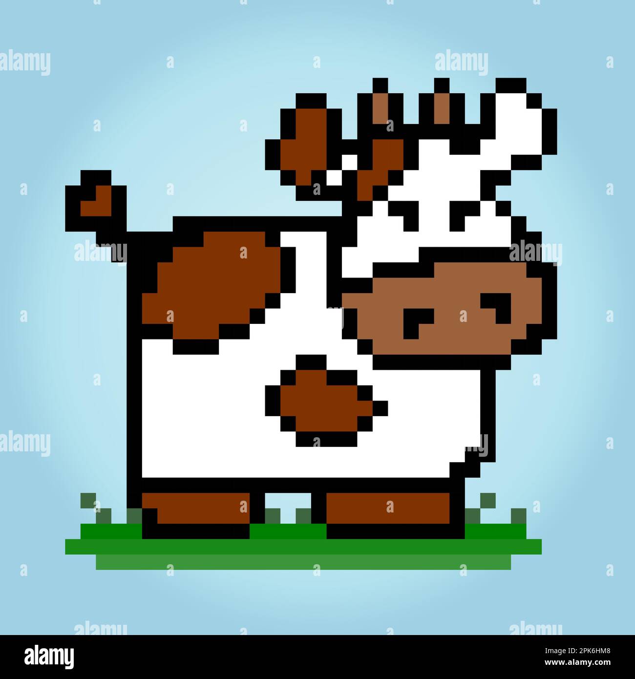 8 bit pixel of cow. Animals for game assets in vector illustrations ...