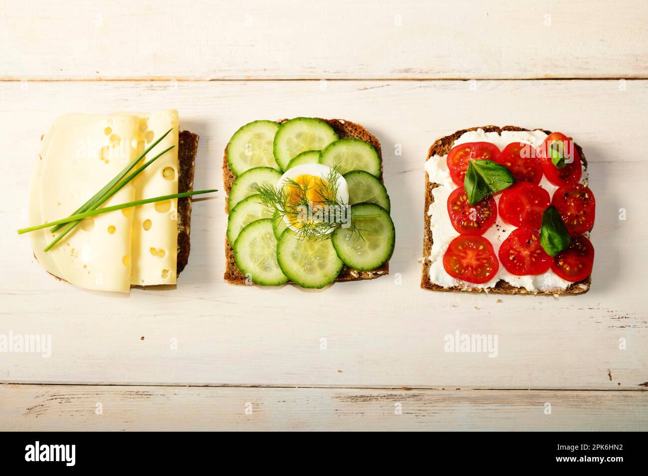 Swedish style brown bread with toppings Stock Photo - Alamy