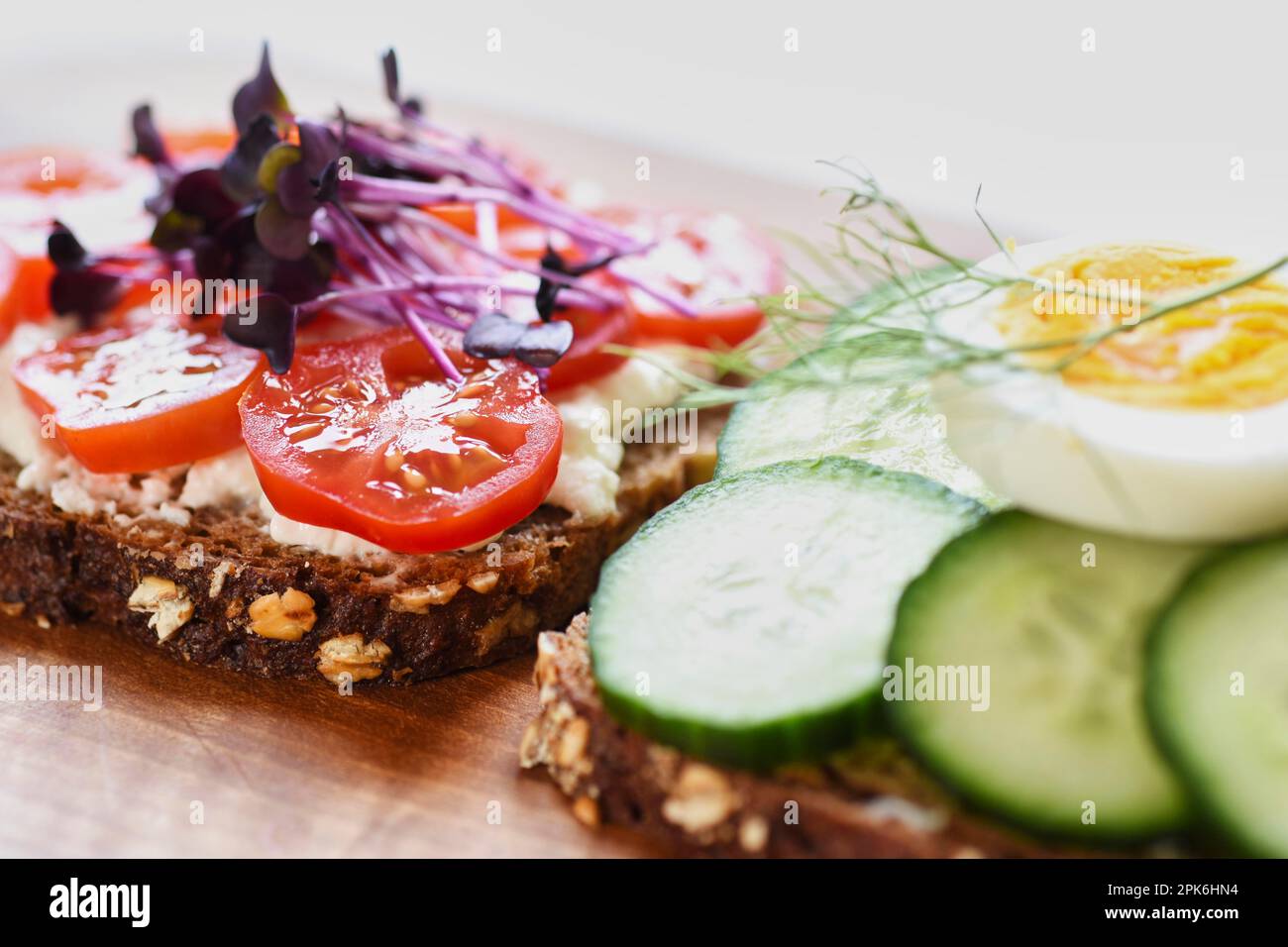 Swedish style brown bread with toppings Stock Photo - Alamy