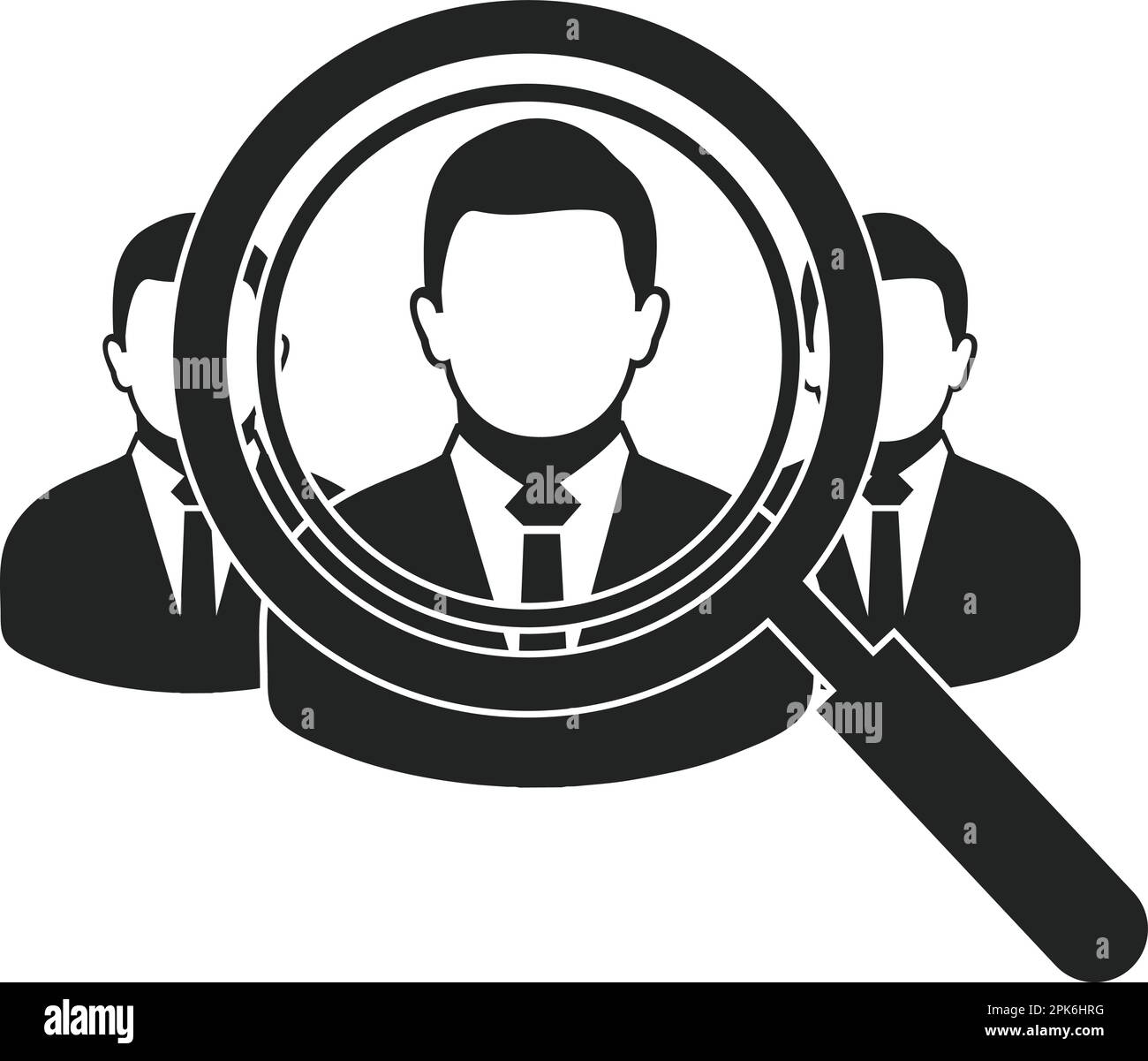 Human Resource Icon with Magnifying glass symbol Stock Vector Image ...