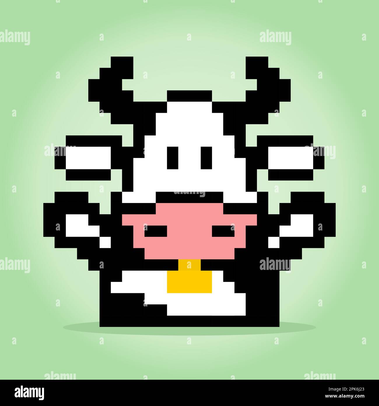 8 bit pixel of cow. Animals for game assets in vector illustrations ...
