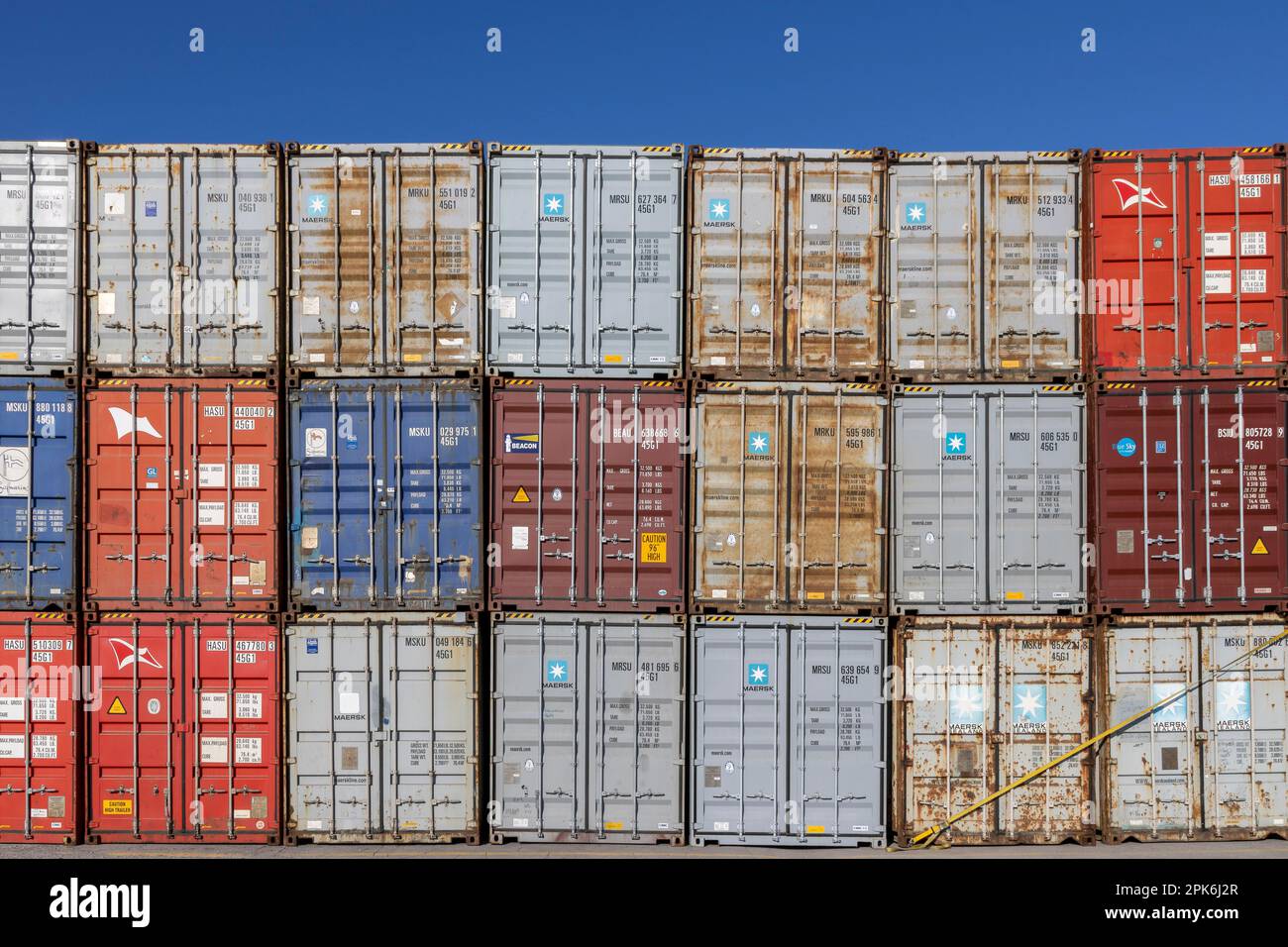 Colourful stacked containers in the port of Rijeka, Rijeka, Croatia ...