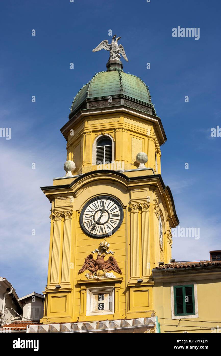 The City Clock Tower in Rijeka is a symbol of the city and its tourist ...