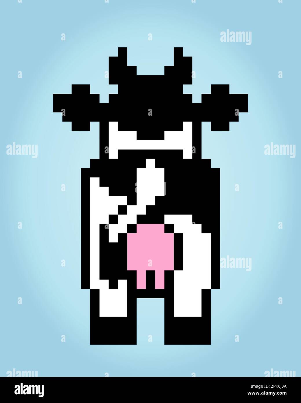 8 bit pixel of cow. Animals for game assets in vector illustrations ...