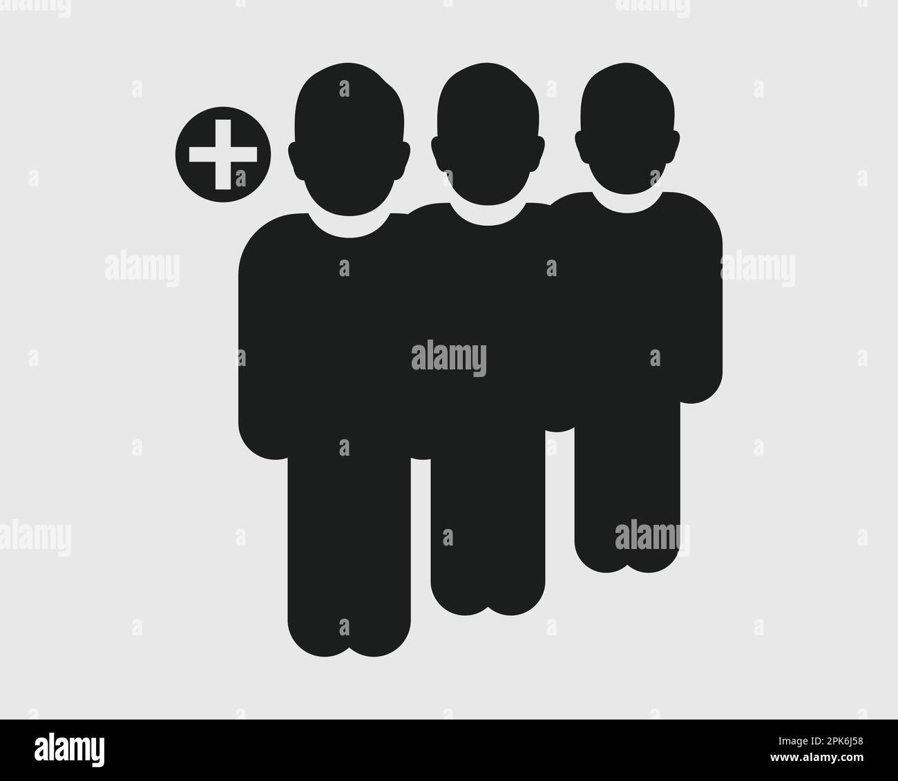 Increase or Add users Icon. Standing male symbol on gray background ...