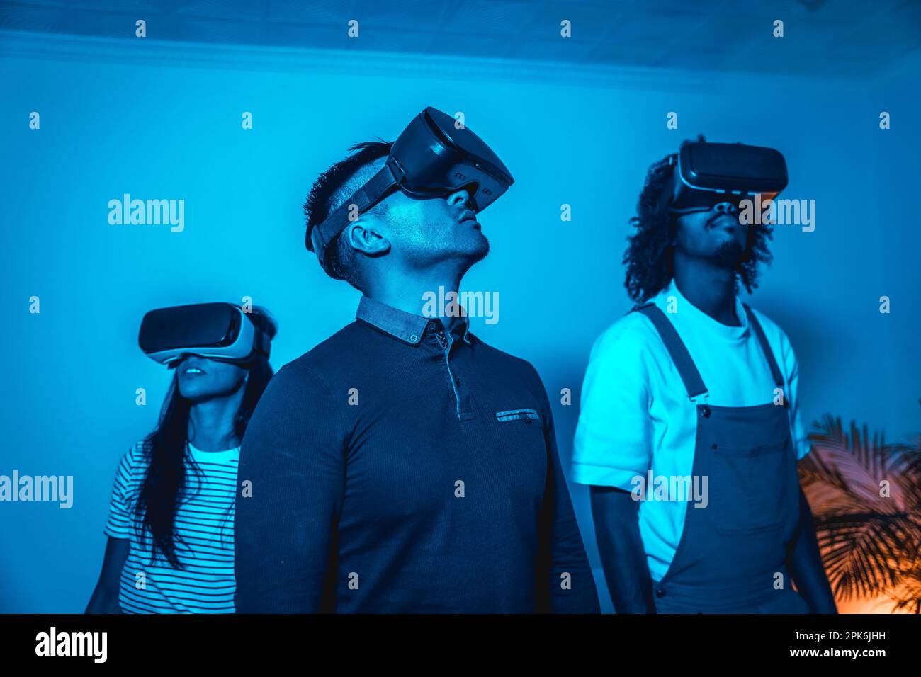 Three people in futuristic virtual hi-res stock photography and images ...