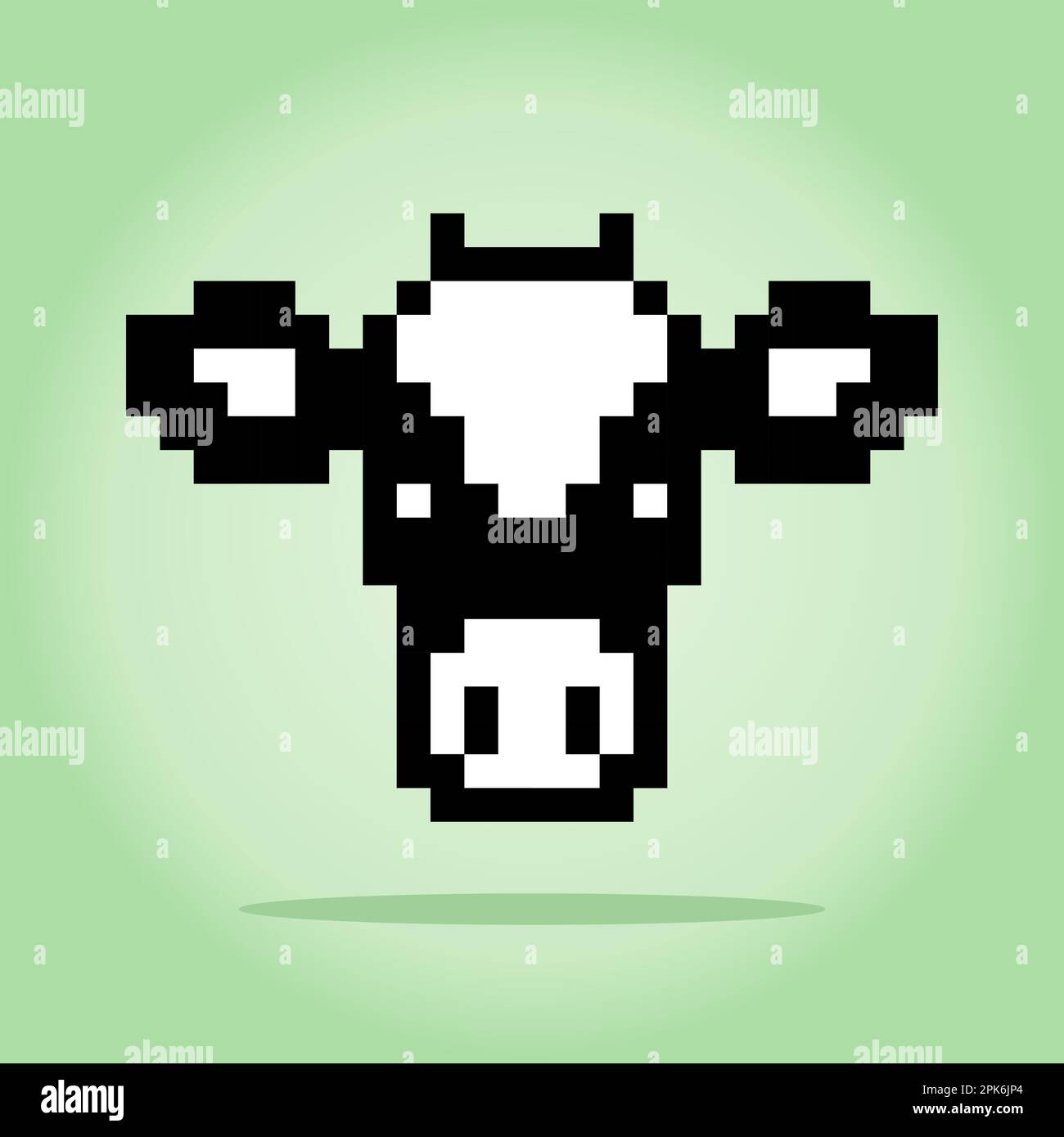 8 bit pixel head of a cow. Animals for game assets in vector ...