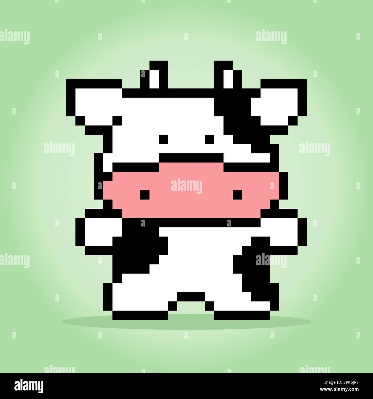 8 bit pixel of cow. Animals for game assets in vector illustrations ...