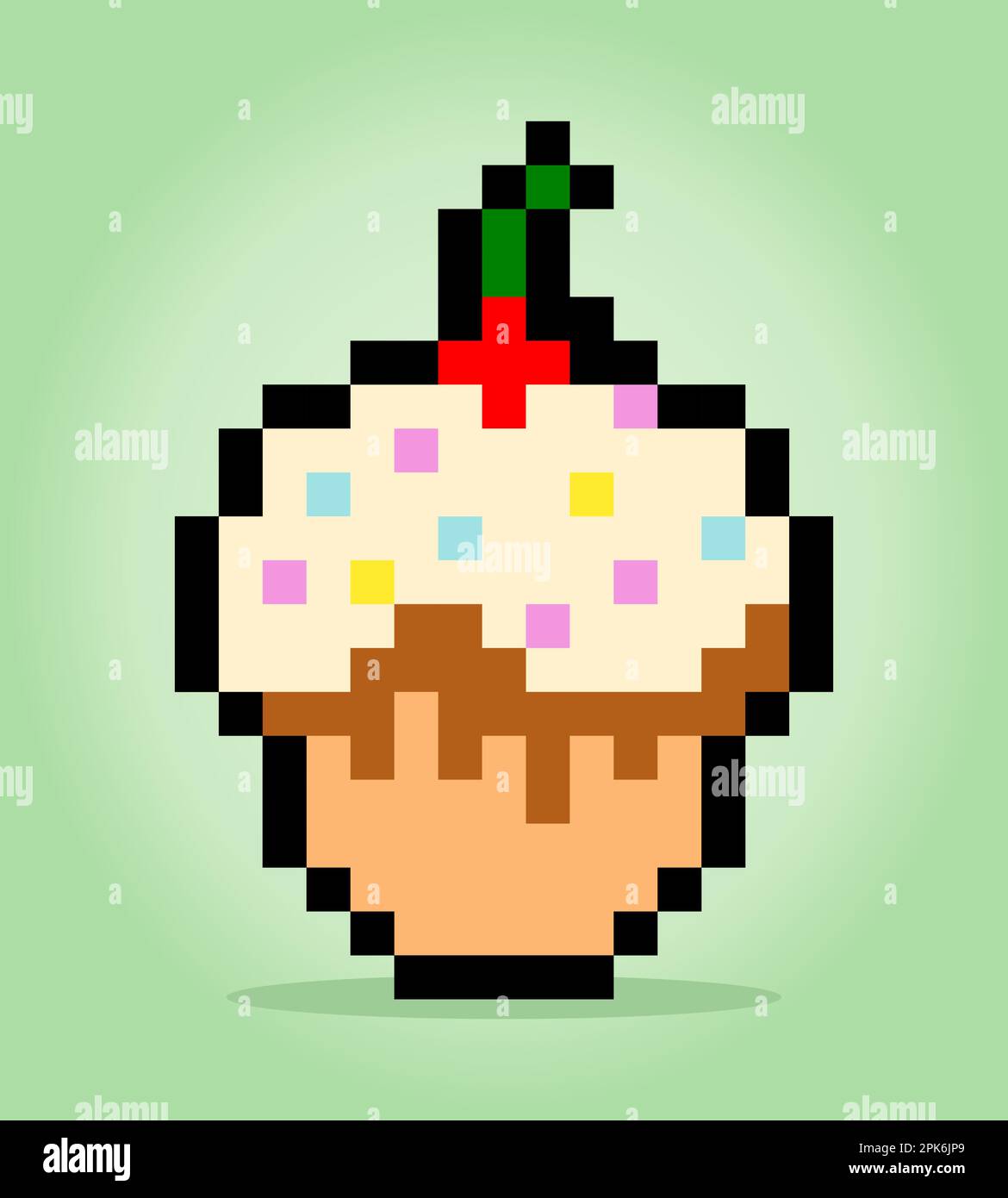 Pixel 8 bit cupcake. Food dishes in vector illustrations Stock Vector ...