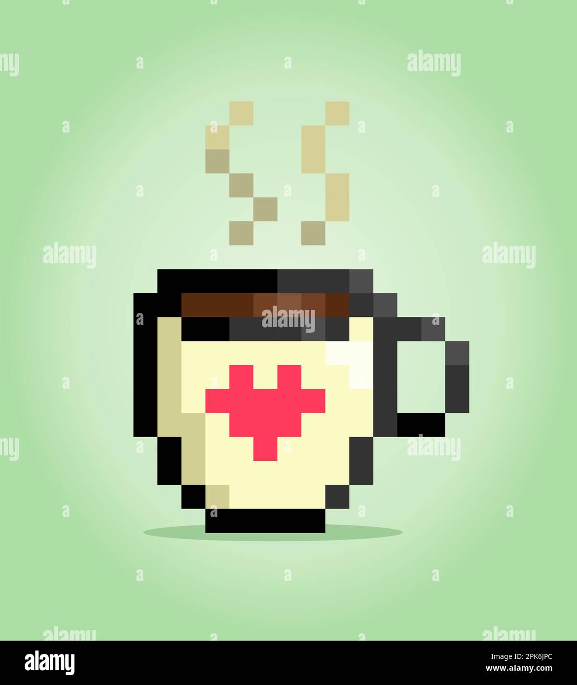 8 bit pixel coffee cup logo image. Drink in vector illustration for ...