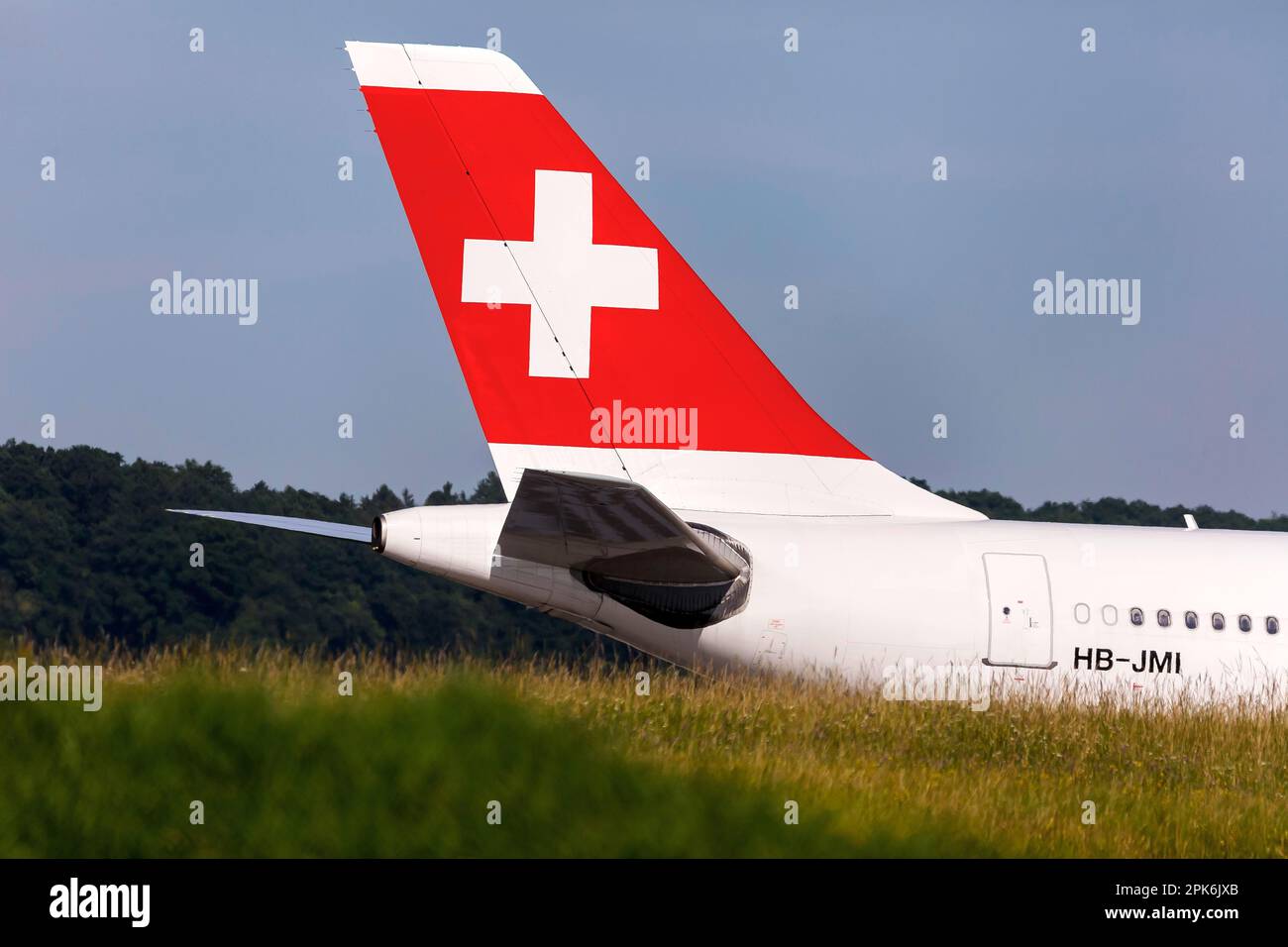 Tail fin of an aircraft of the airline Swiss, Swiss Cross, Airbus A340 ...