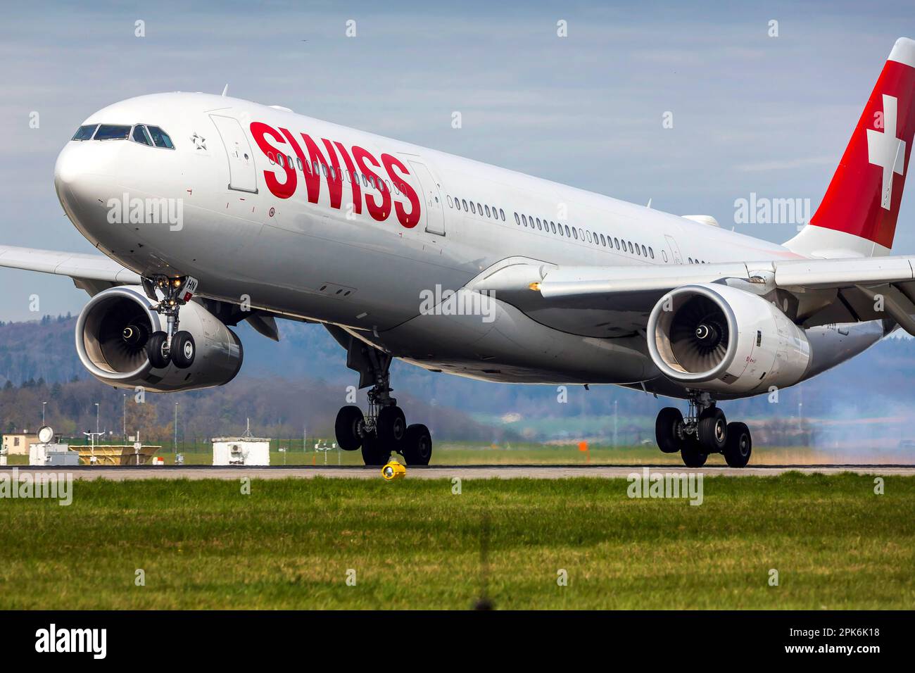 Aircraft on landing, airline Swiss, Airbus A330-300, ZRH Airport ...
